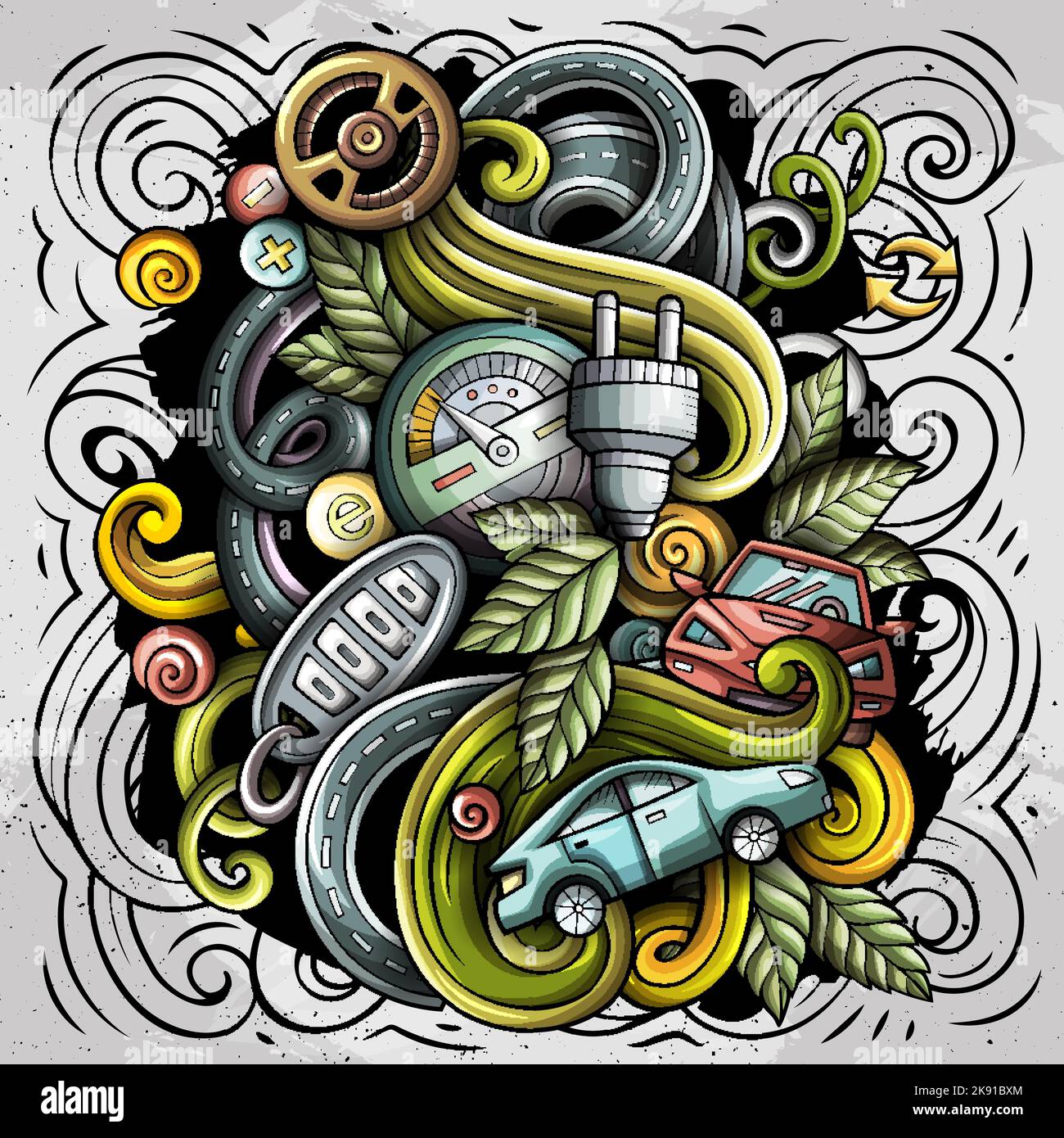 Electric Cars cartoon vector doodle design Stock Vector Image & Art - Alamy