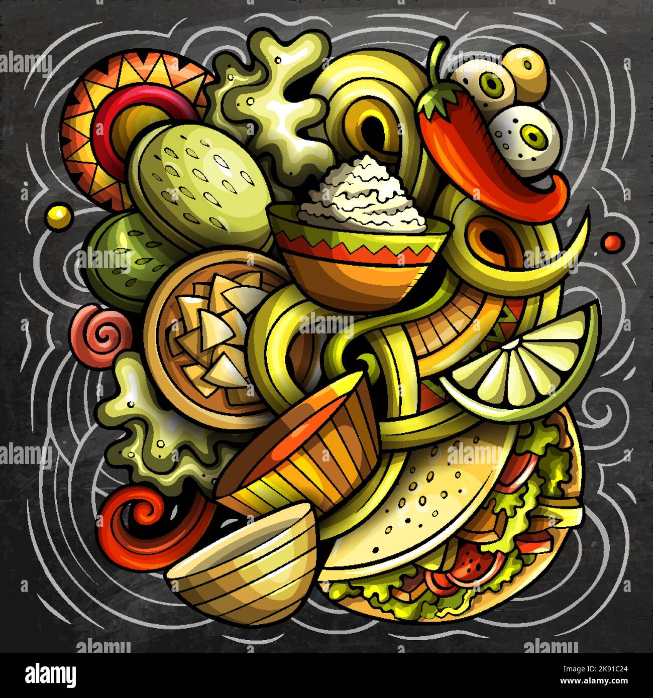 Mexican food hand drawn vector doodles illustration Stock Vector Image ...