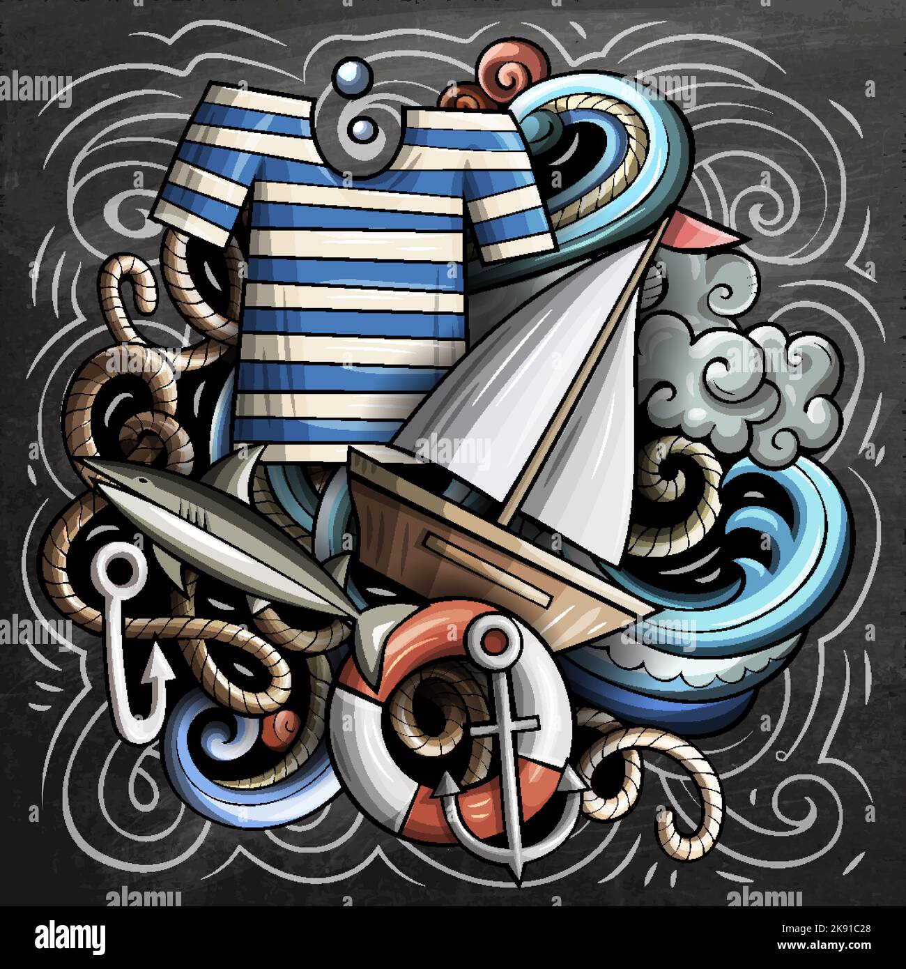 Nautical cartoon vector illustration Stock Vector Image & Art - Alamy