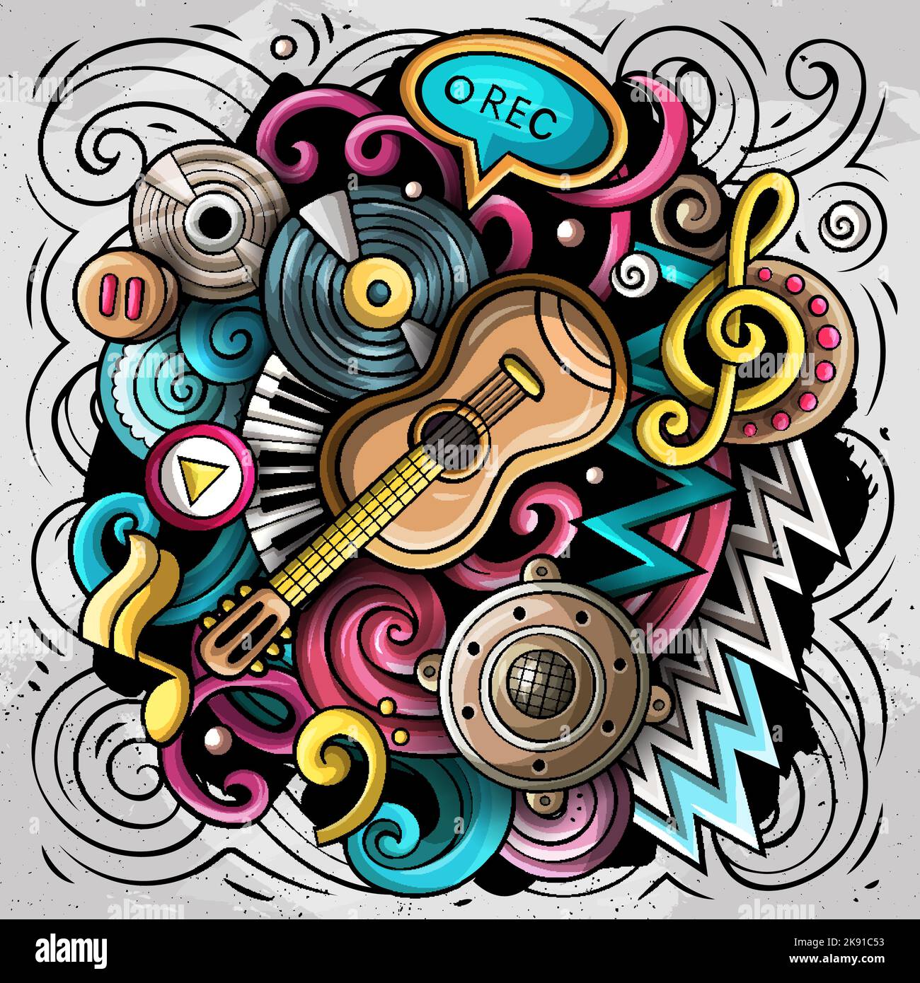 Music hand drawn vector doodles illustration Stock Vector Image & Art ...