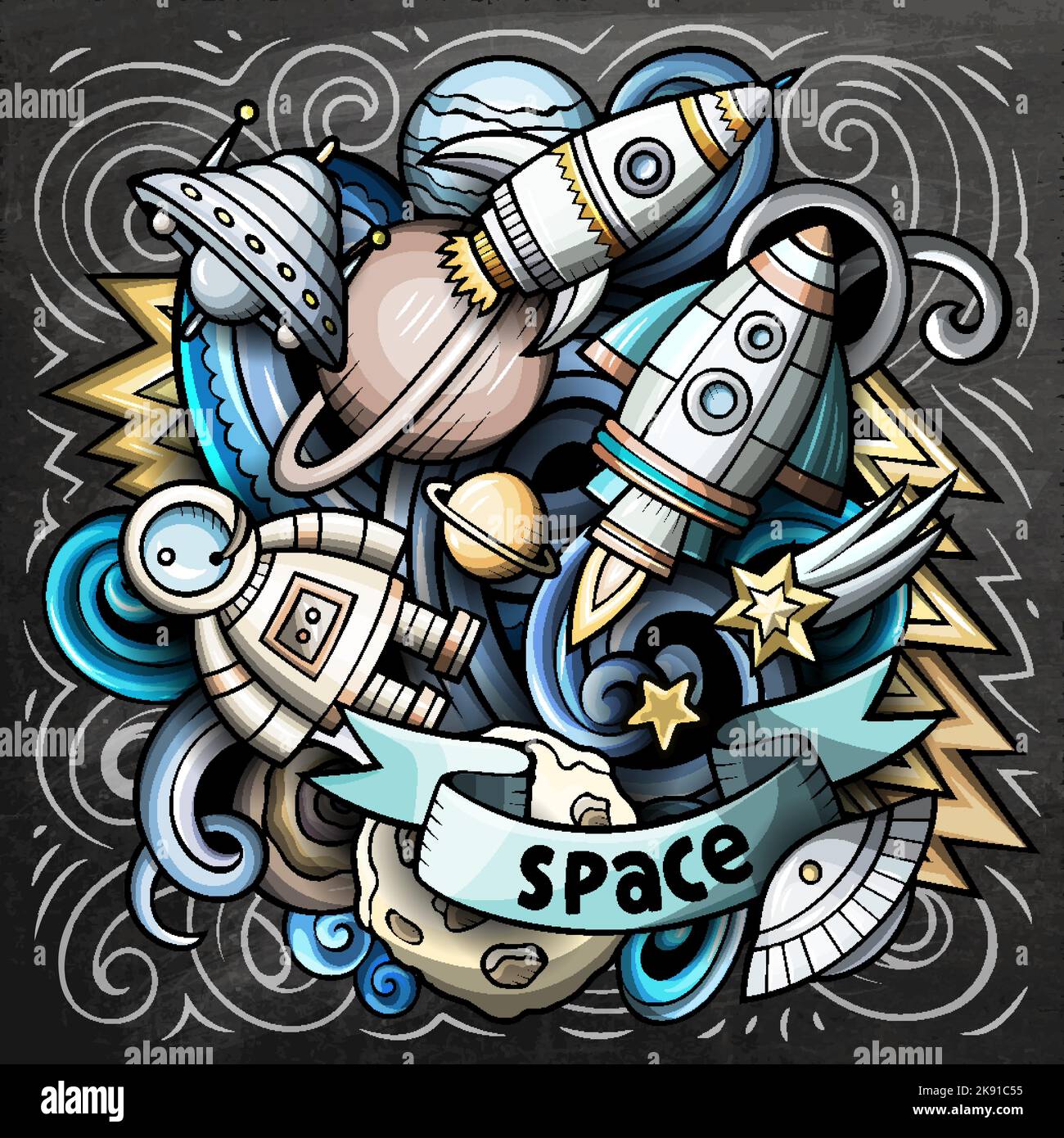 Space cartoon vector illustration Stock Vector Image & Art - Alamy