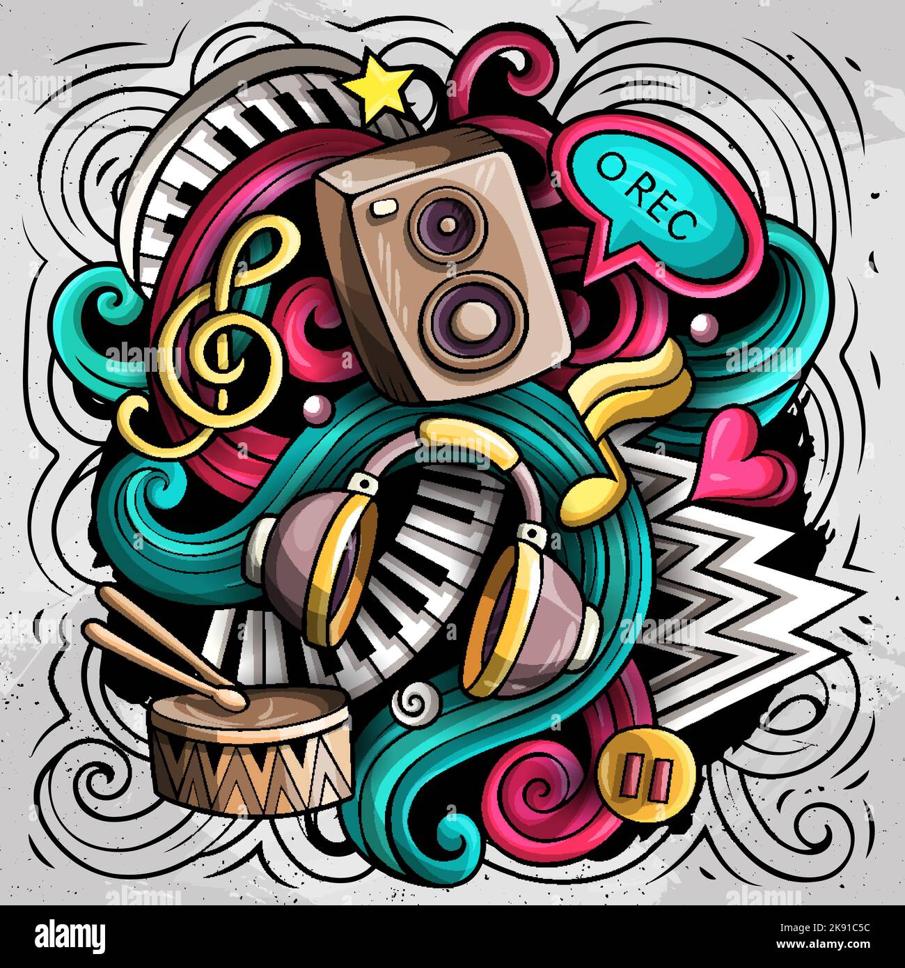 Music hand drawn vector doodles illustration Stock Vector Image & Art - Alamy