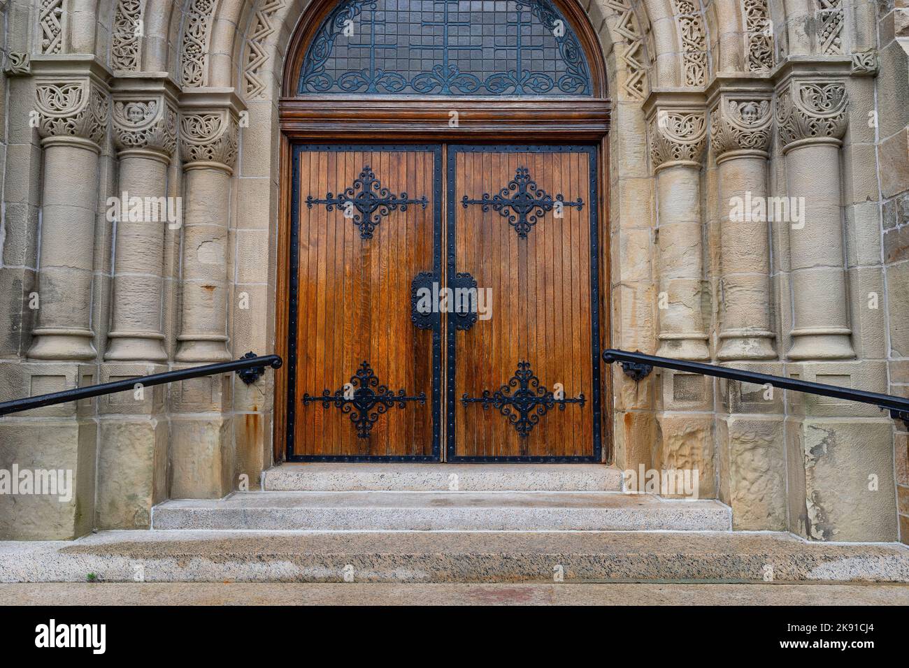 Plymouth, Massachusetts, USA - September 12, 2022: Massive front door ...
