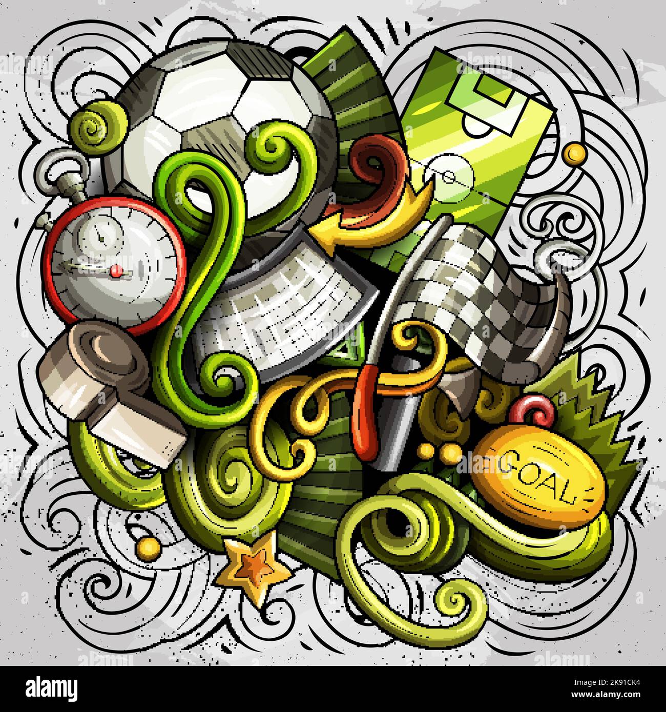 Cartoon vector doodles Football illustration Stock Vector Image & Art ...