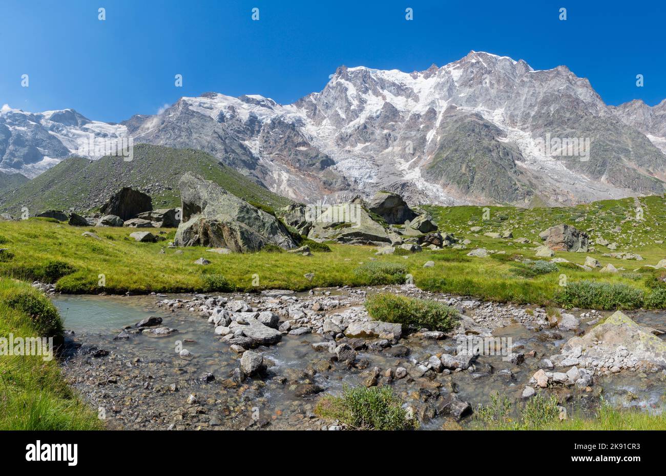 The Monte Rosa and Punta Gnifetti paks - Valle Anzasca valley Stock ...