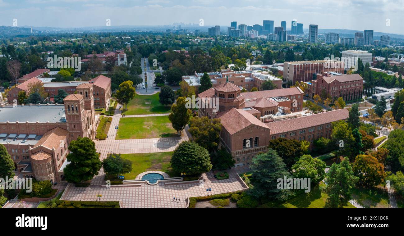 Aerial view of the Royce Hall at the University of California, Los ...