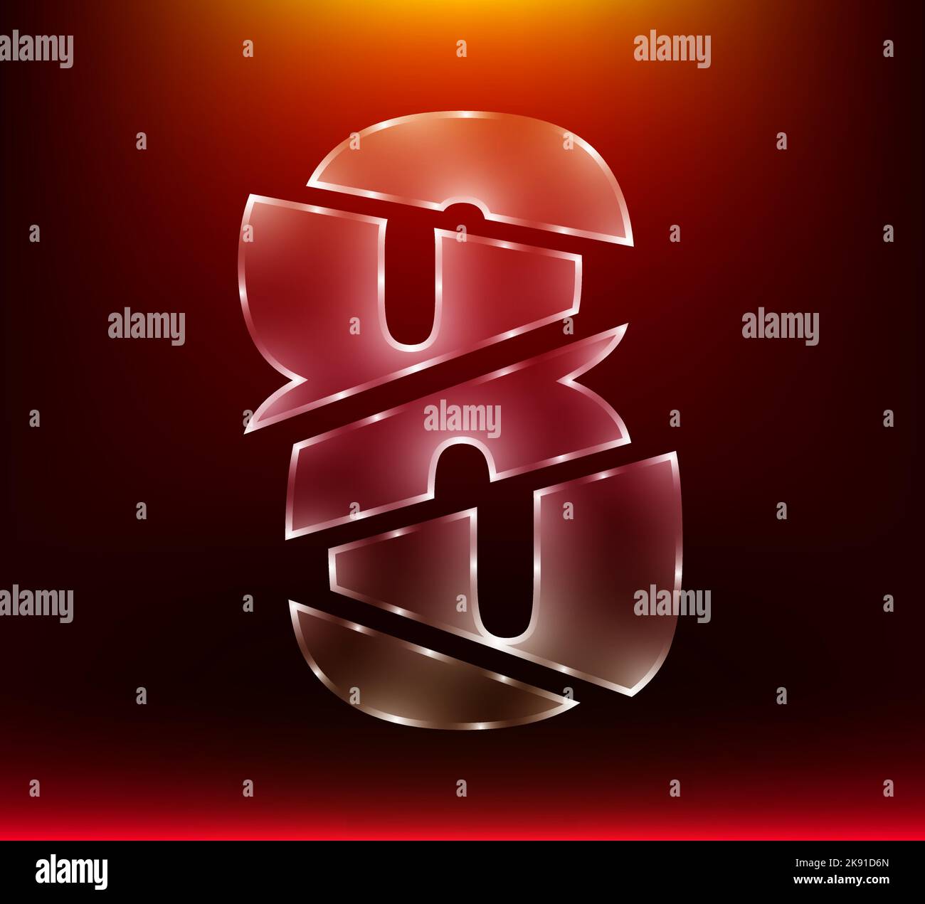 A glass number 8 slashed by sword isolated on a red background Stock Vector Image & Art - Alamy