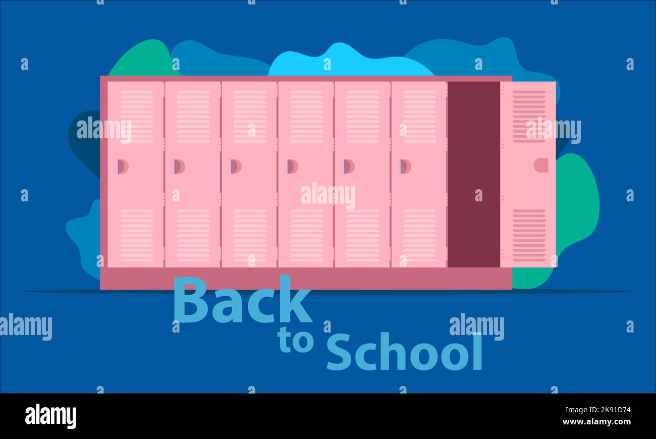 A Back to School vector illustration with a pink locker against the ...