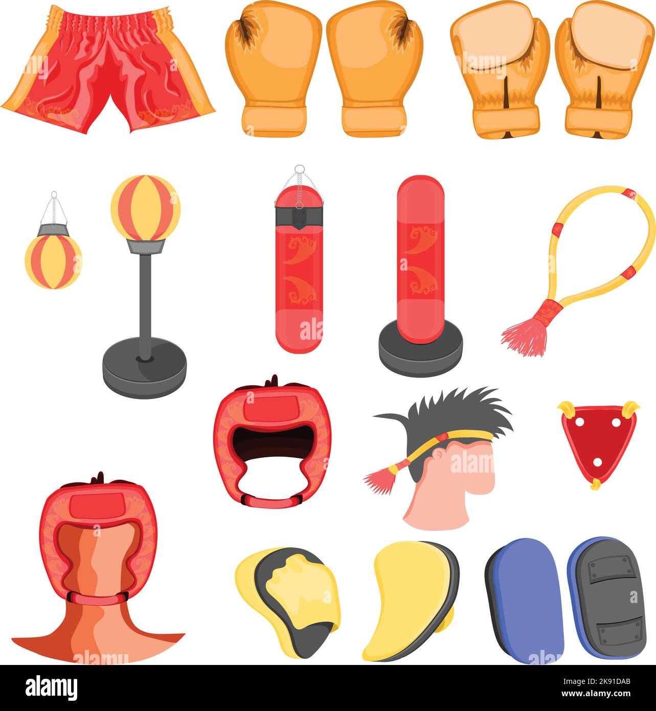 A set of boxing equipments isolated on a white background Stock Vector ...