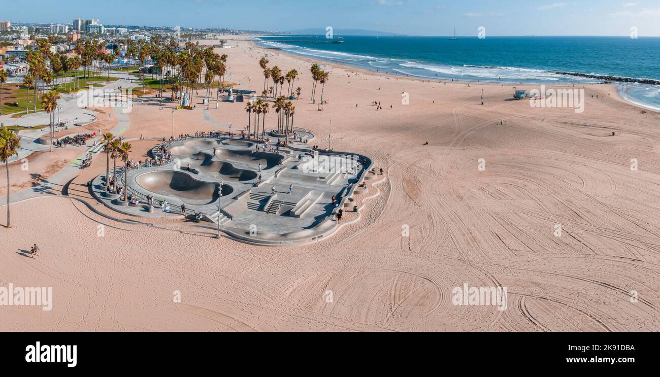 Aerial view of the skatepark of the Venice Beach in LA, California Stock Photo - Alamy