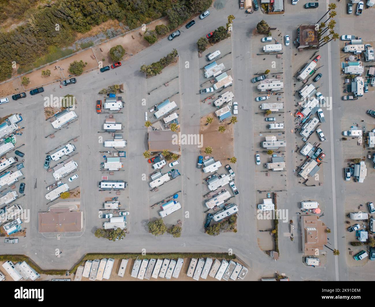 an aerial view of trailer park with mobile homes and cars Stock Photo ...