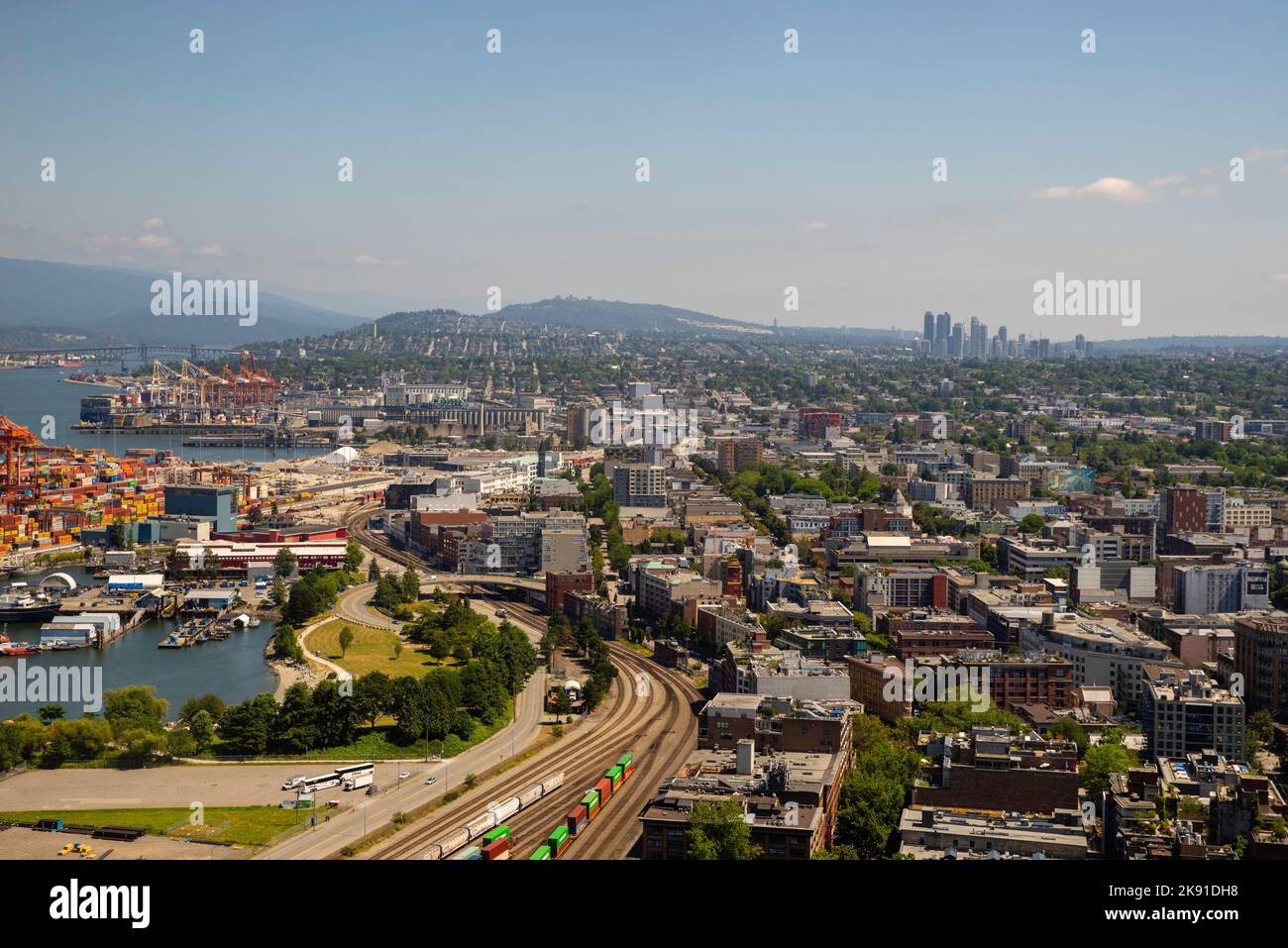 High-angle photograph of the commercial district of Vancouver, looking ...
