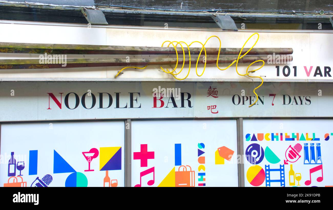 open 7 days dilapidated restaurant sign noodle bar Stock Photo - Alamy