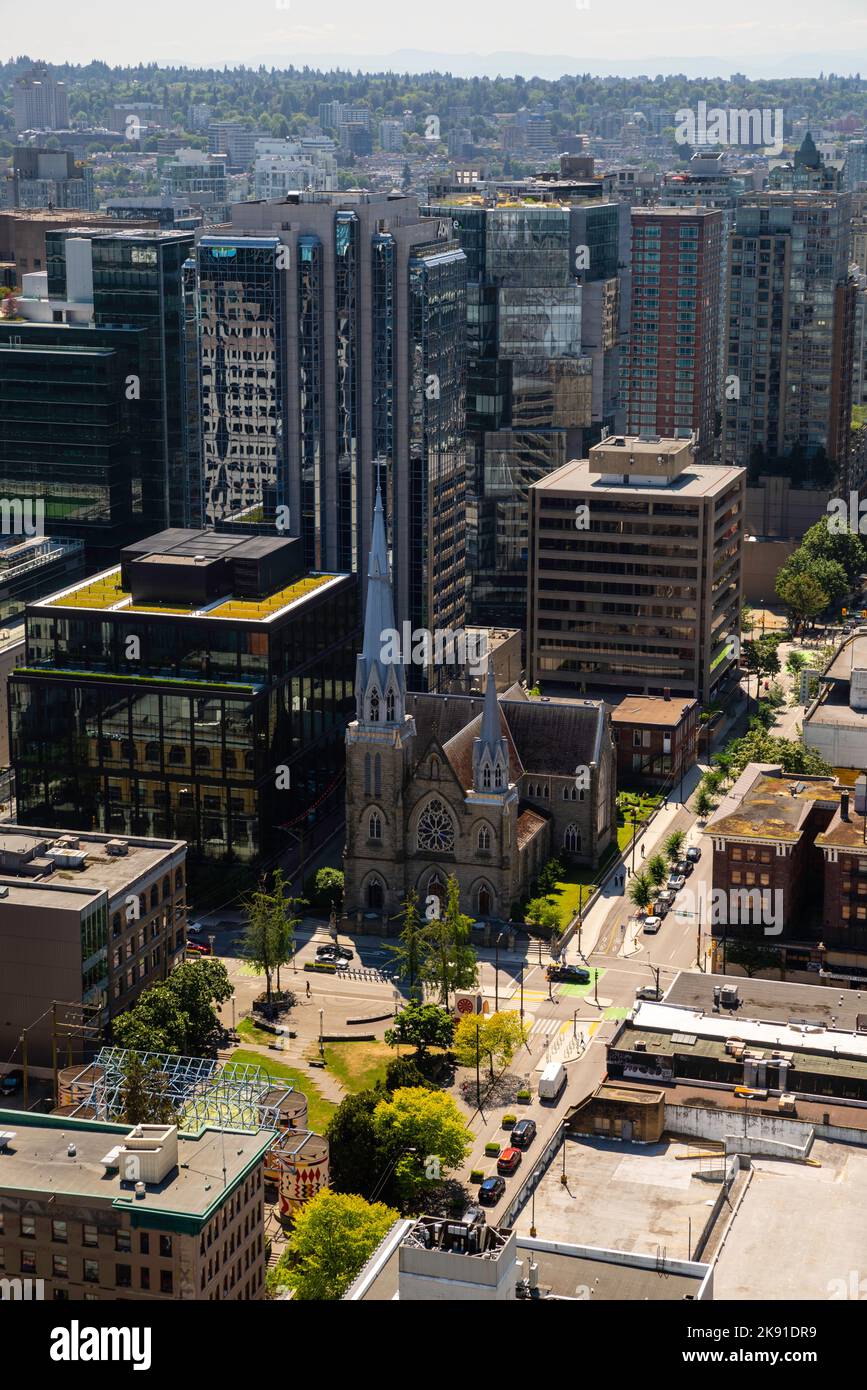 High-angle photograph of the commercial district of Vancouver, British ...