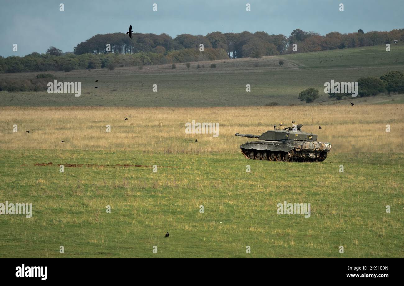 British army Challenger II 2 FV4034 main battle tank in action crossing ...