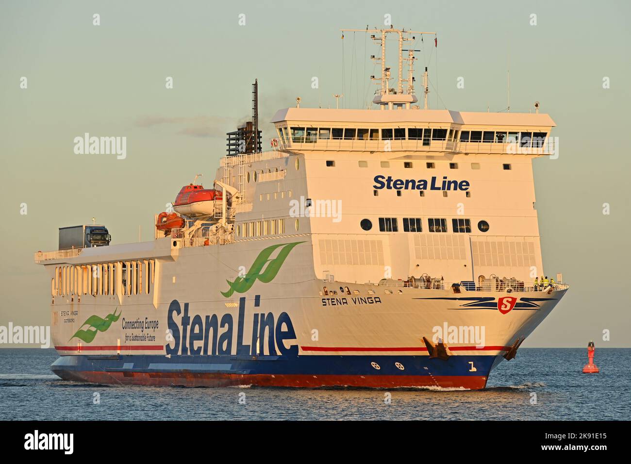 Freight-Ferry STENA VINGA arrives at Lübeck-Travemünde from Liepaja ...
