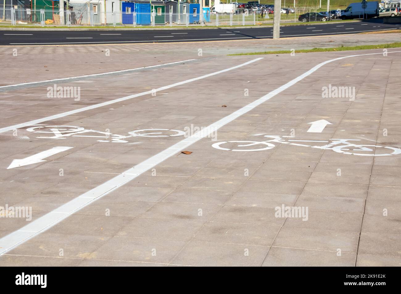 Marking bike path hi-res stock photography and images - Alamy
