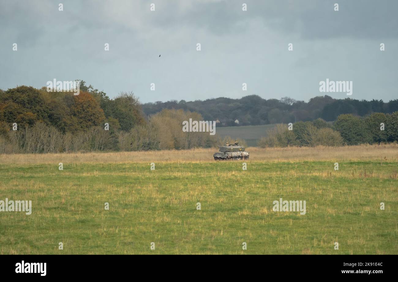 British army Challenger II 2 FV4034 main battle tank in action crossing ...