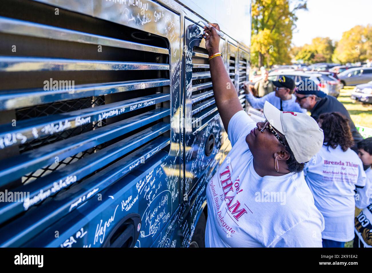 UNITED STATES - OCTOBER 22: Guests sign the bus of Sen. Ted Cruz, R ...