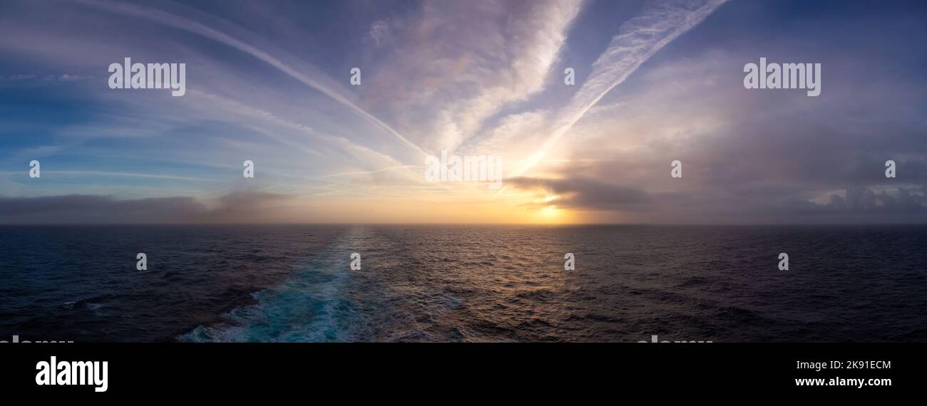 Dramatic Colorful Sunrise Sky over North Atlantic Ocean. Cloudscape ...