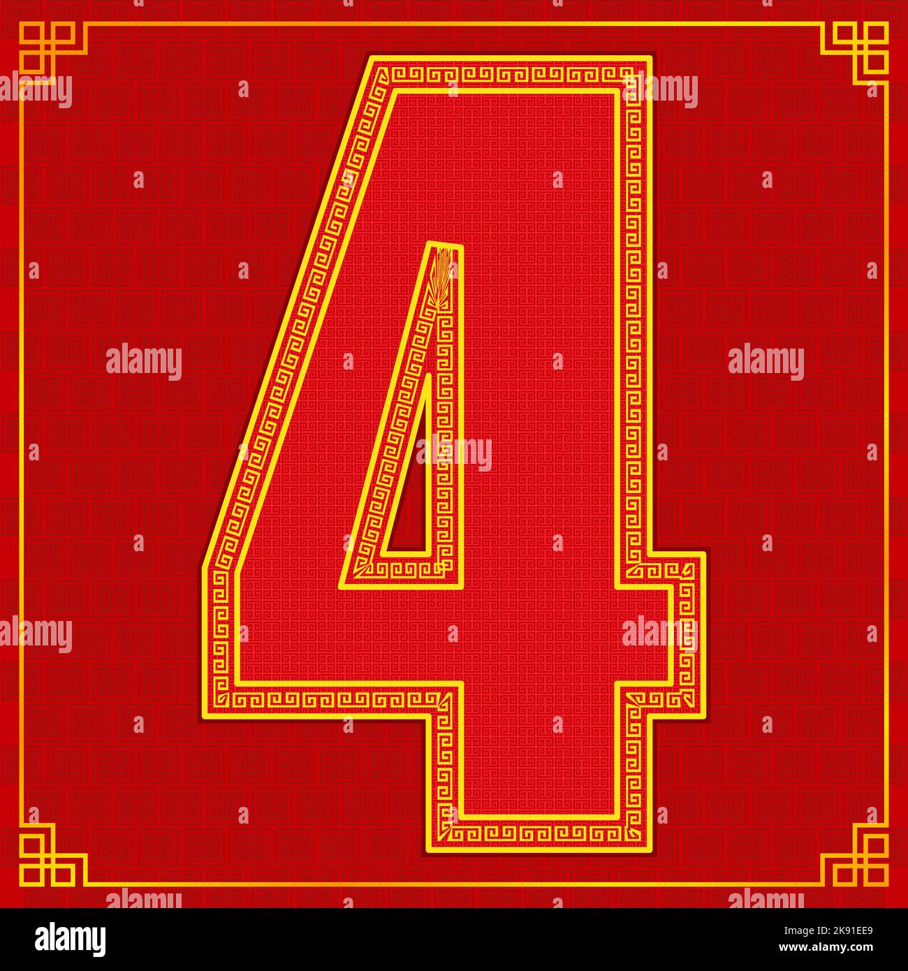 A number 4 on the red Chinese new year theme background Stock Vector ...