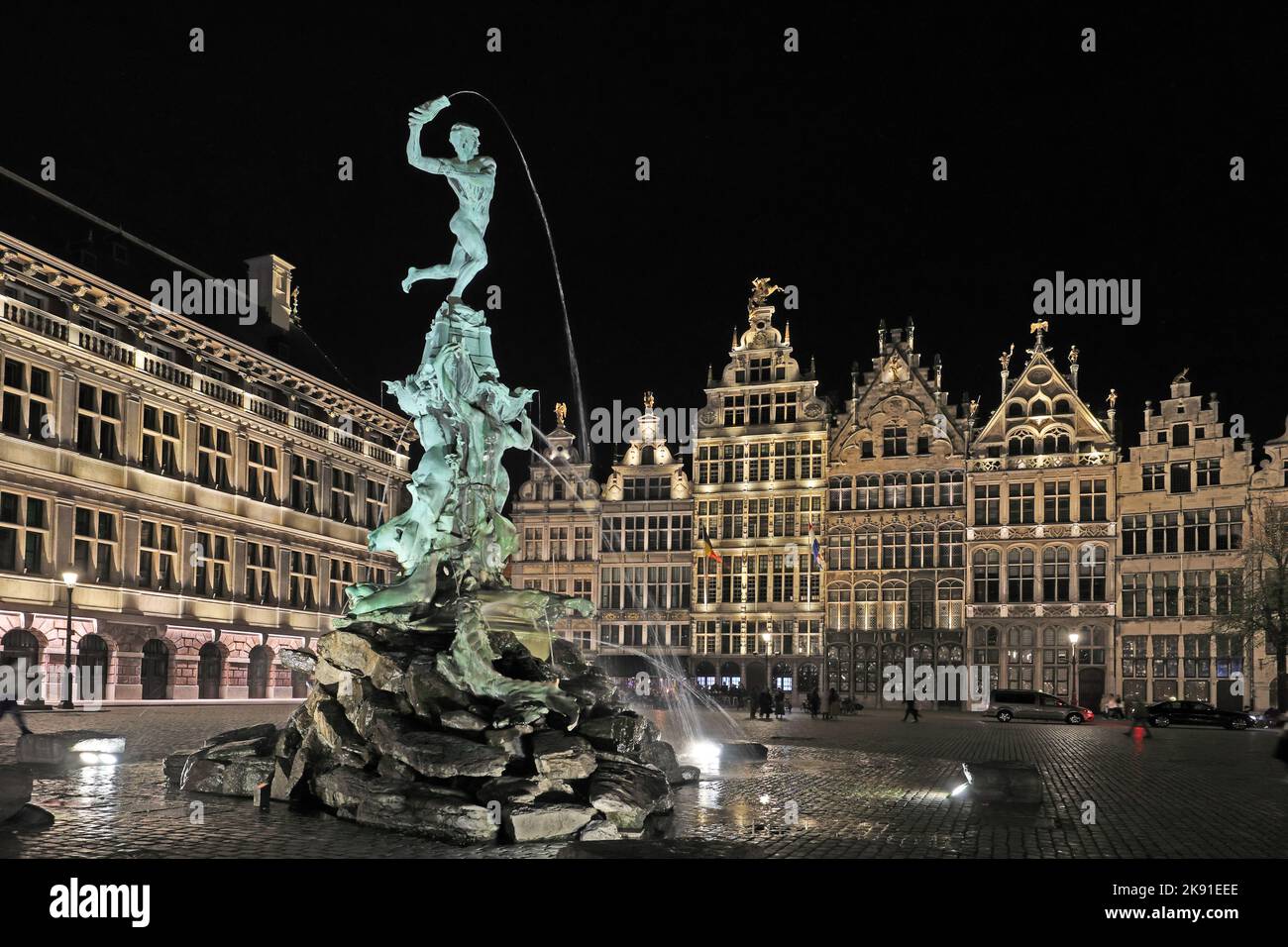 Grote Markt (market square) at night, Antwerp, Belgium Stock Photo - Alamy
