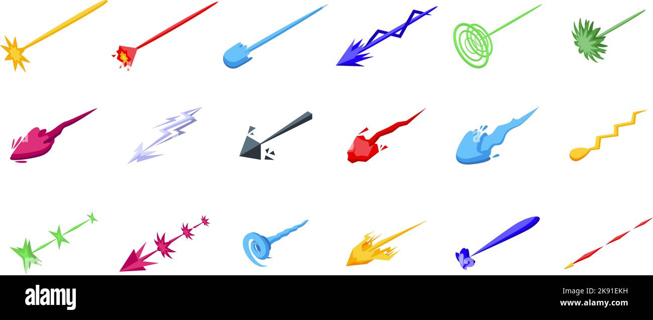 Laser gun beam icons set isometric vector. Toy gun. Space alien Stock ...