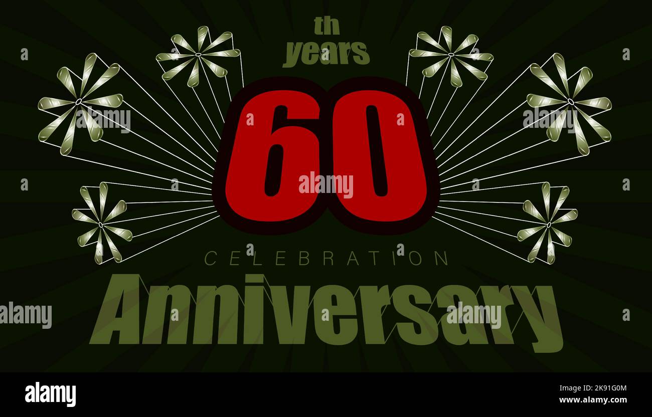 A poster design for 60th anniversary with decorated element fireworks ...