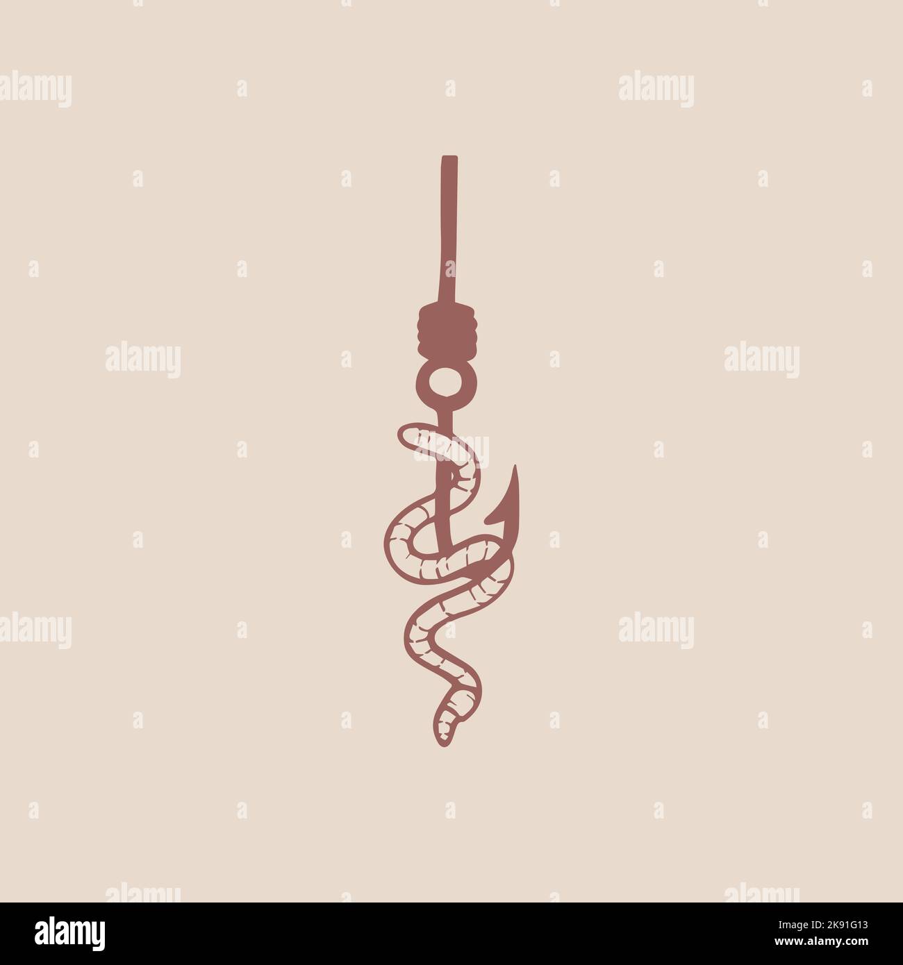 Worm on a fishing hook. Fishing symbol Stock Vector Image & Art - Alamy