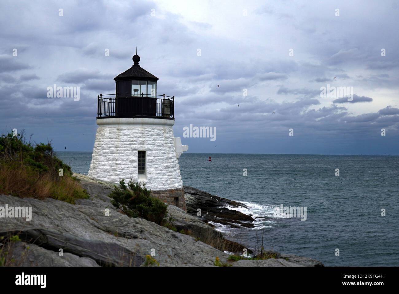 Castle Hill lighthouse under a cloudy sky Stock Photo - Alamy