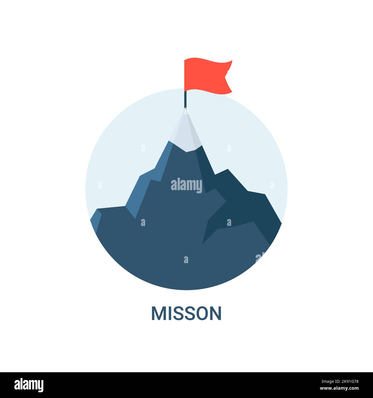 Mountain flag mission flat icon. Success startup vector design goal ...