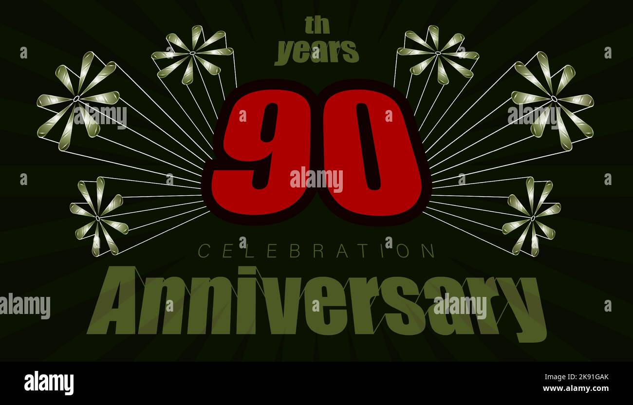 A poster design for 90th anniversary, element fireworks exploding from ...