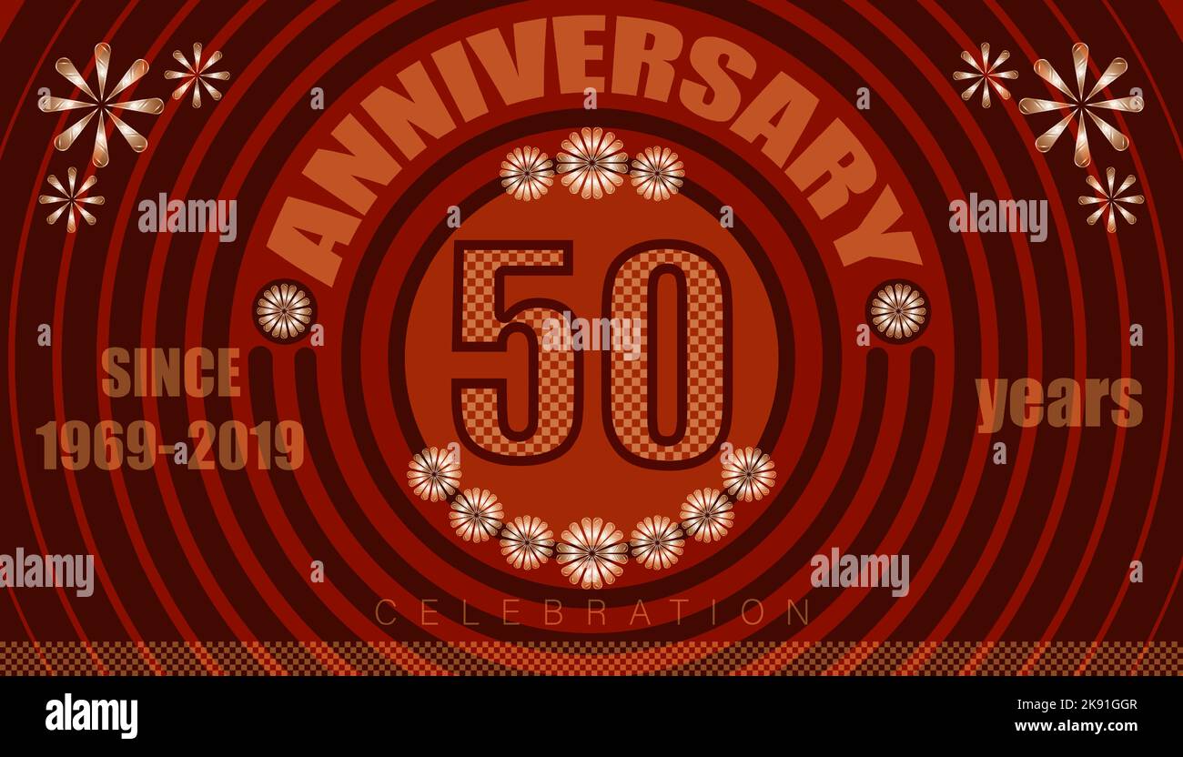 A 50th anniversary emblem, a small to big circle from the center ...