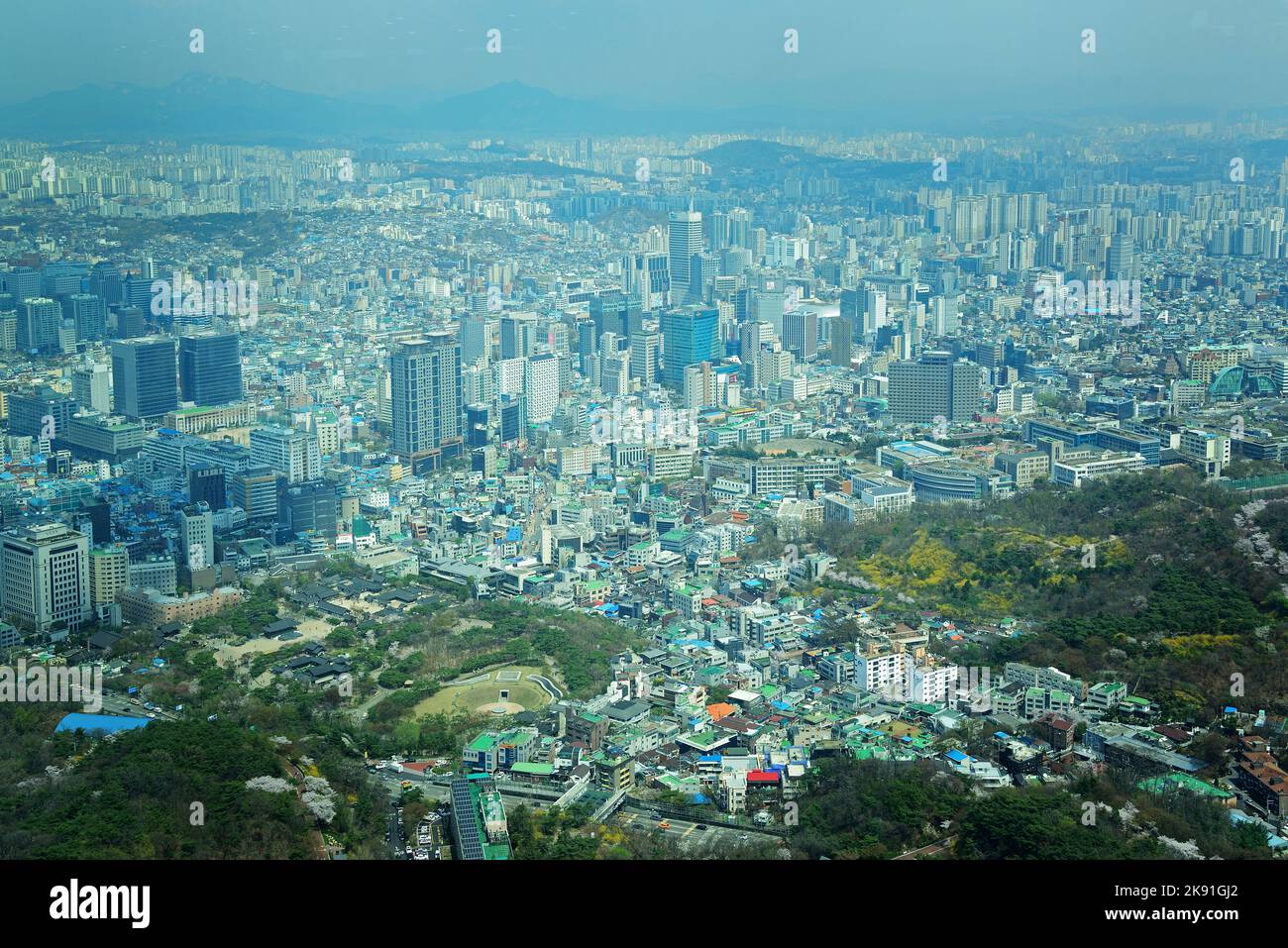 An aerial view of the cityscape of Seoul in South Korea Stock Photo - Alamy