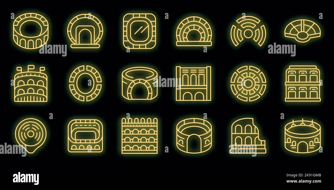 Amphitheater icons set outline vector. Arena italy. Architecture ...