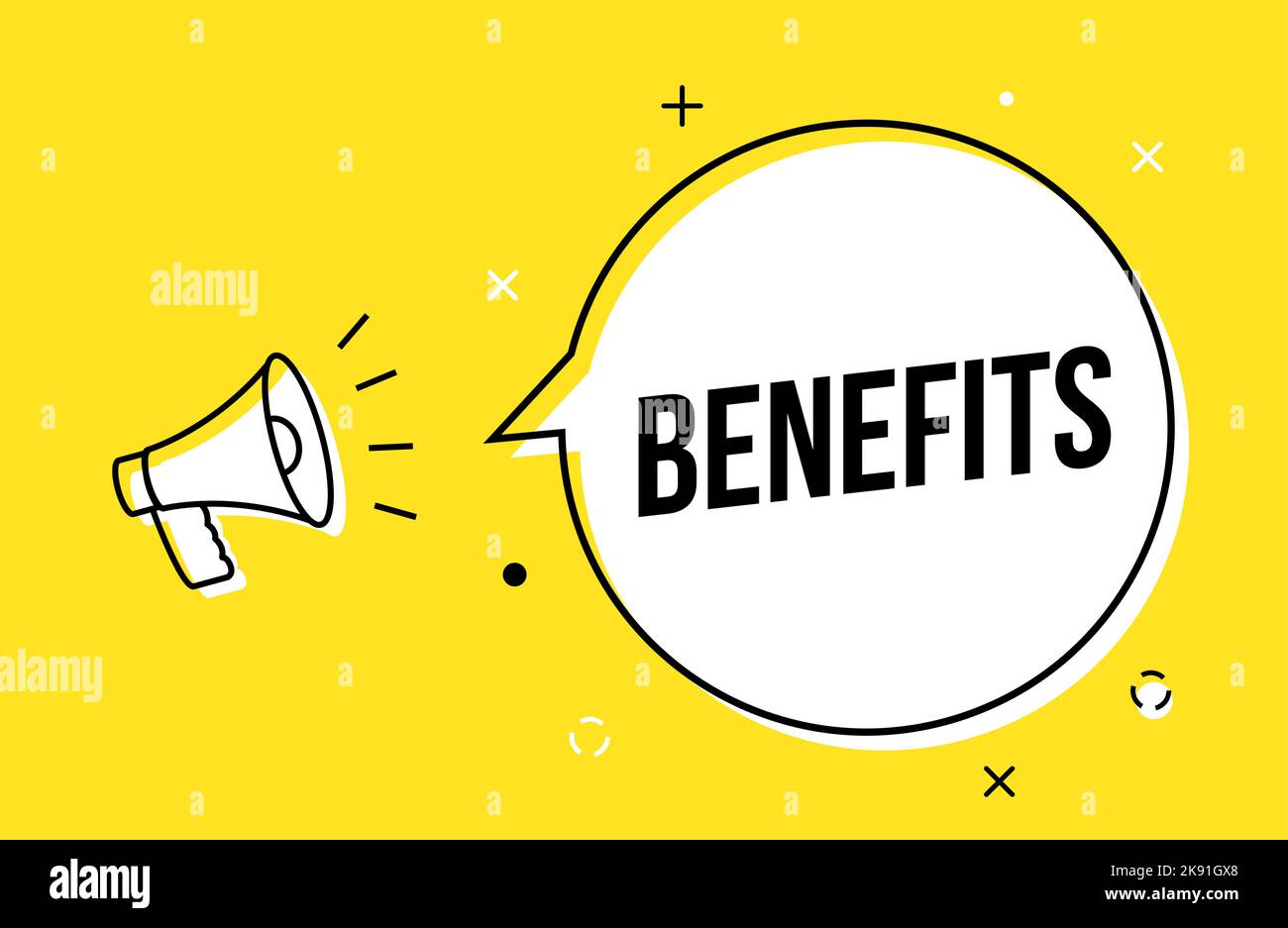 Benefit employee megaphone vector concept bargain announcement business banner Stock Vector ...