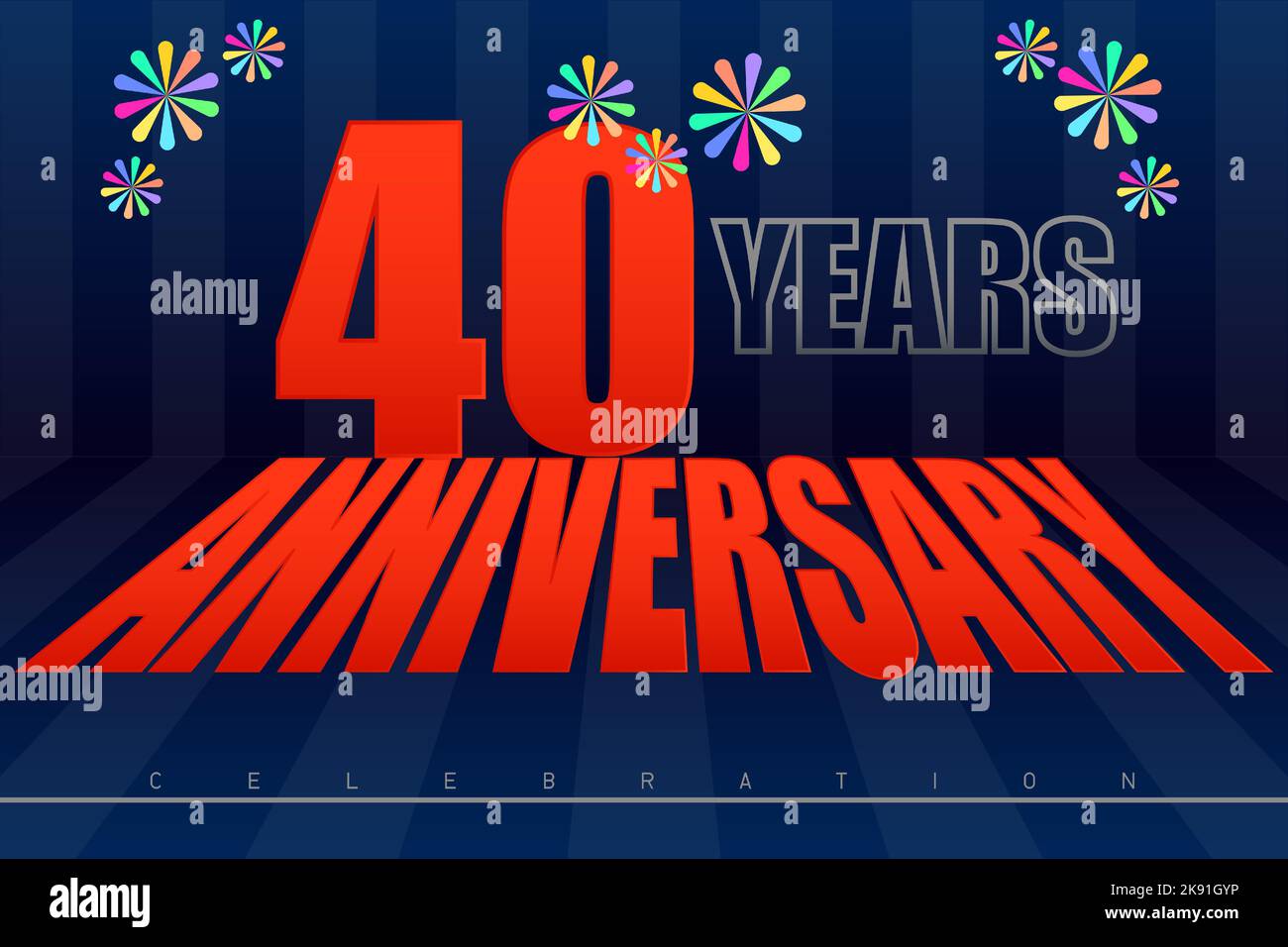 A decorated poster 40th anniversary red text on dark blue tone Stock ...