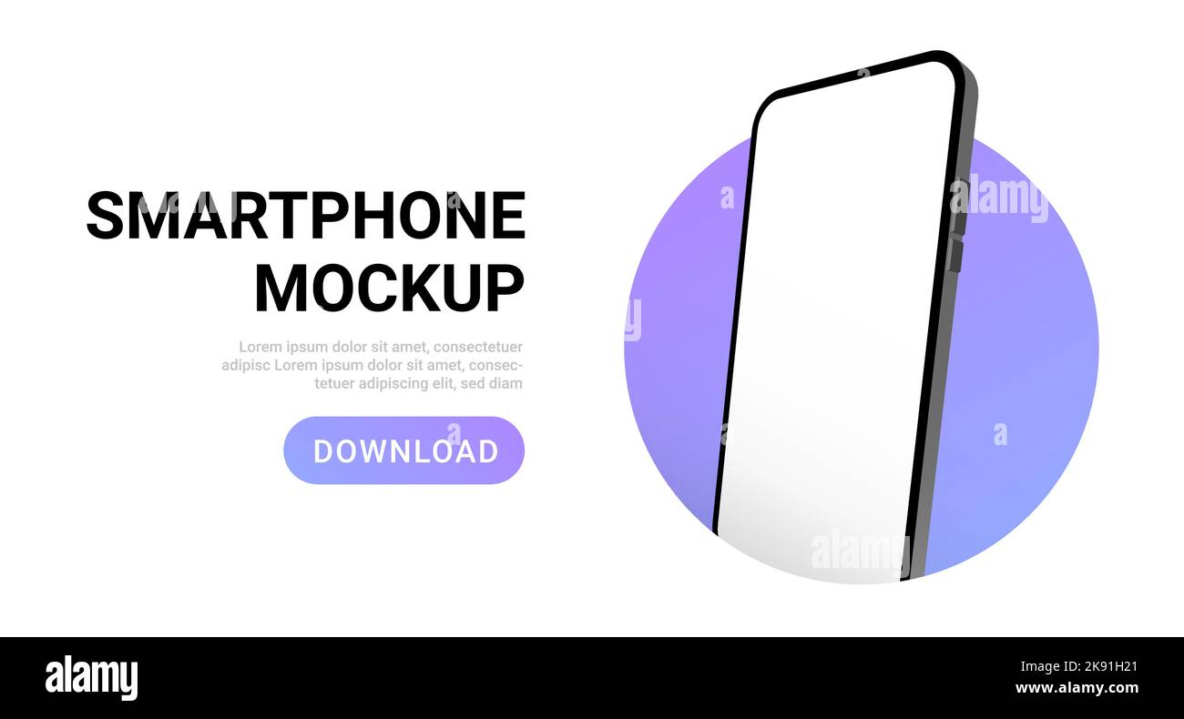 Smartphone mockup vector screen cell phone 3d. Smart phone mockup ...