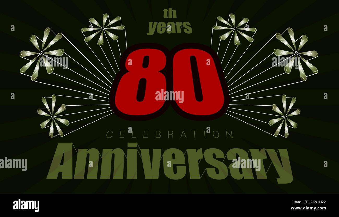 A poster design for 80th anniversary, element fireworks exploding from ...