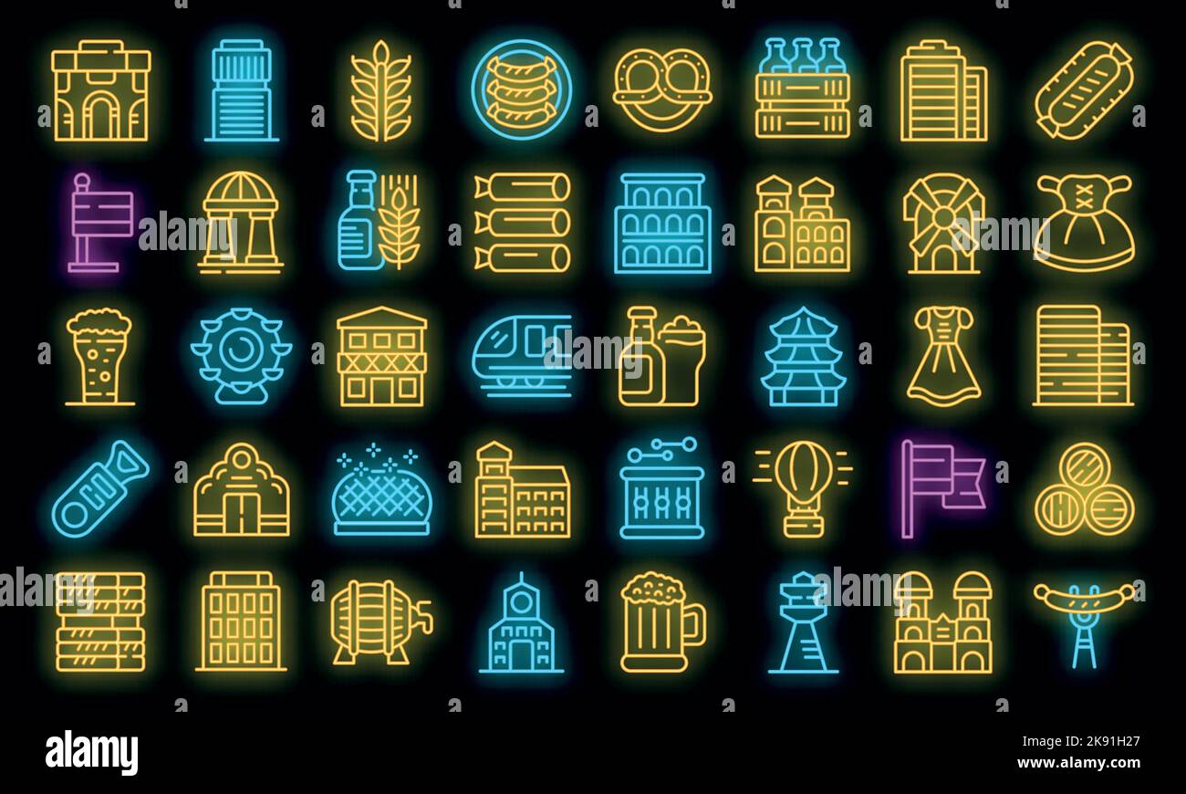 Munich icons set outline vector. City building. Skyline architecture ...