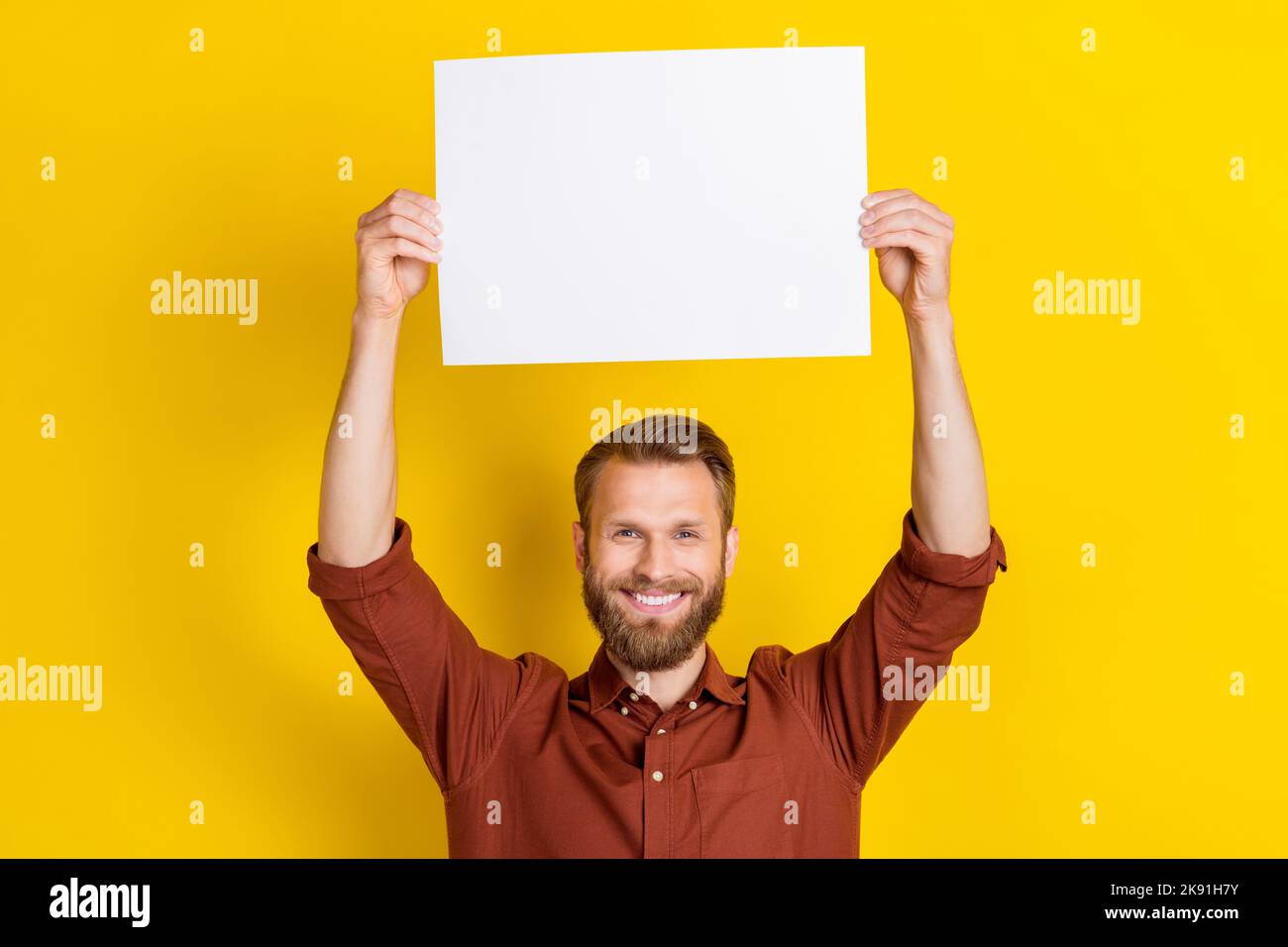 Photo of cheerful man beaming smile trendy clothes haircut barberhshop ...