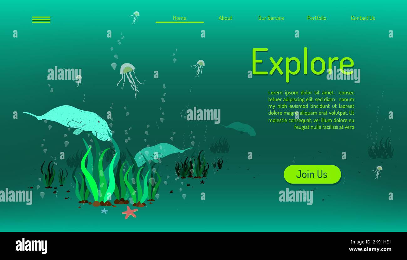 A landing page website template with underwater design for exploring ...