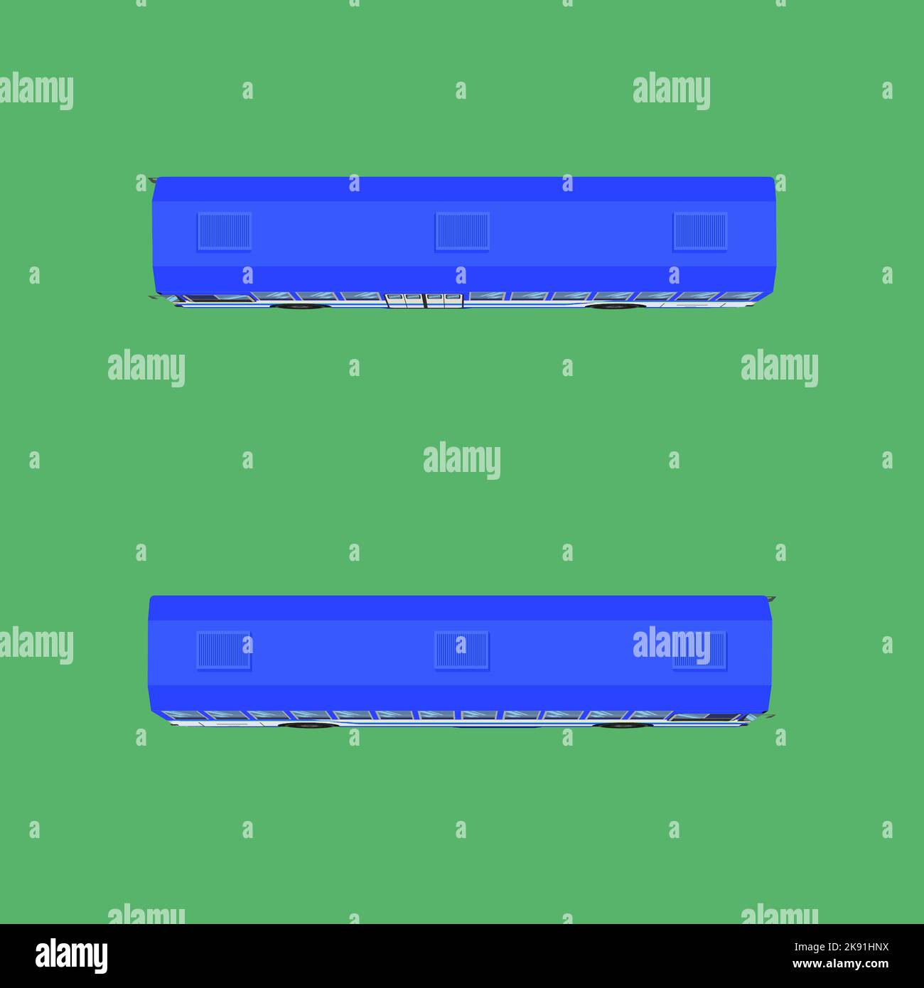 A top view vector of two blue buses on a green background Stock Vector ...