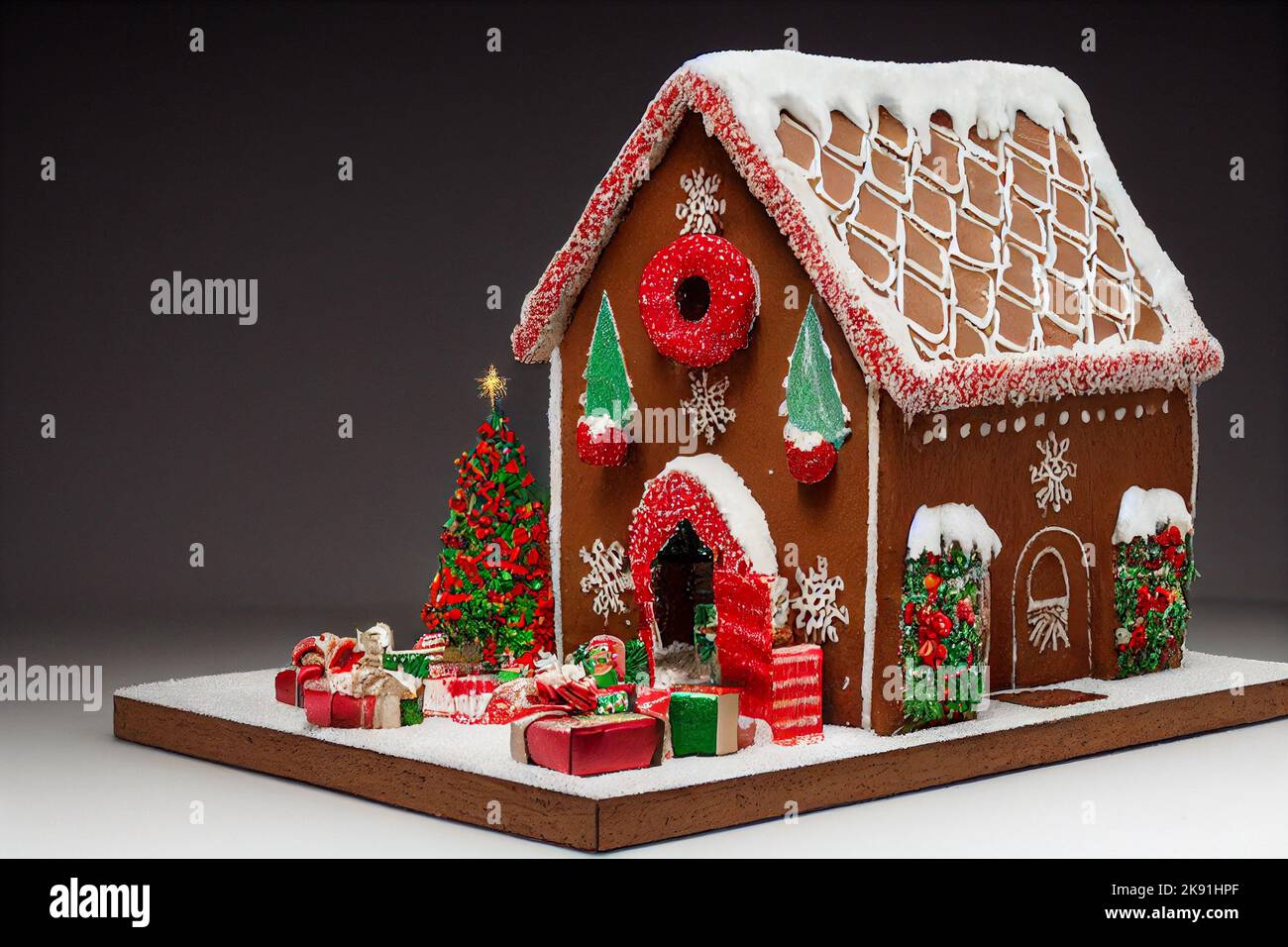 A closeup shot of a beautiful a ginger bread house for Christmas Stock ...