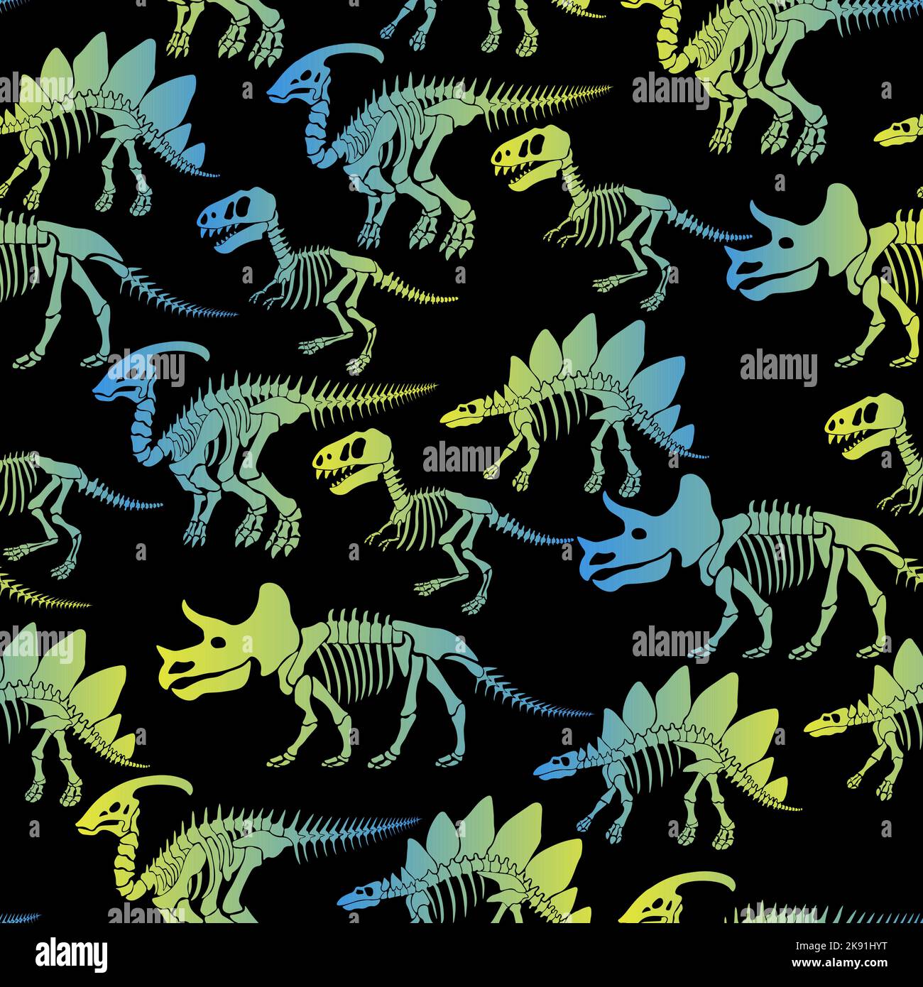 Seamless vector pattern with dinosaur skeleton Stock Vector Image & Art ...
