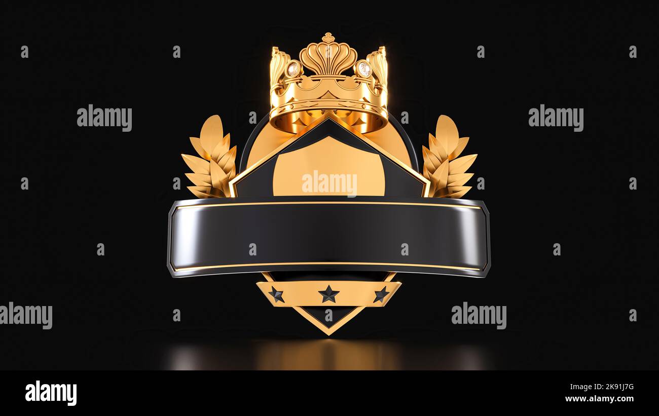 Gold crown laurel wreath winner frame. Gold crown place, champion sign ...