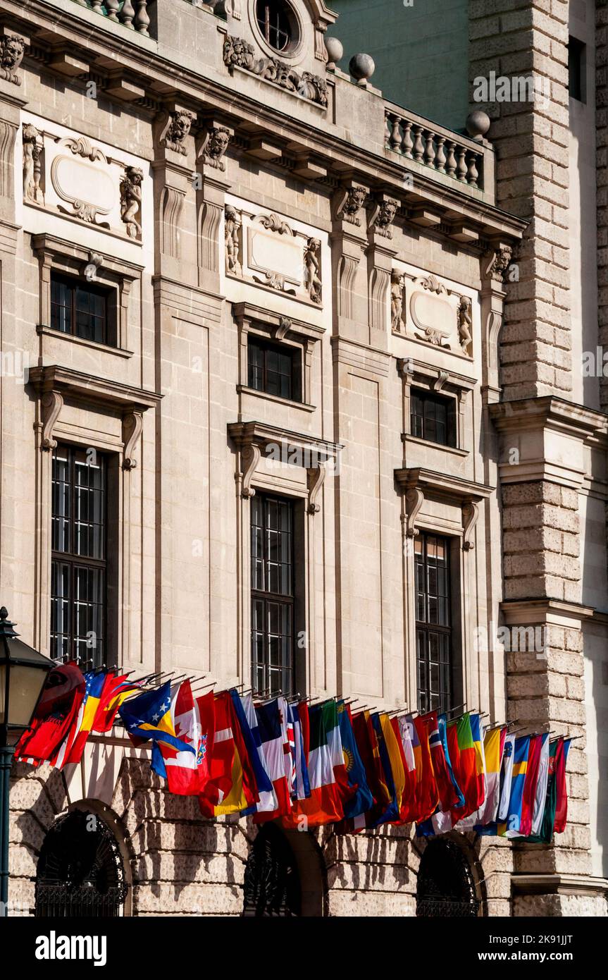 Flags of the world at The Hofburg in Vienna, Austria Stock Photo - Alamy