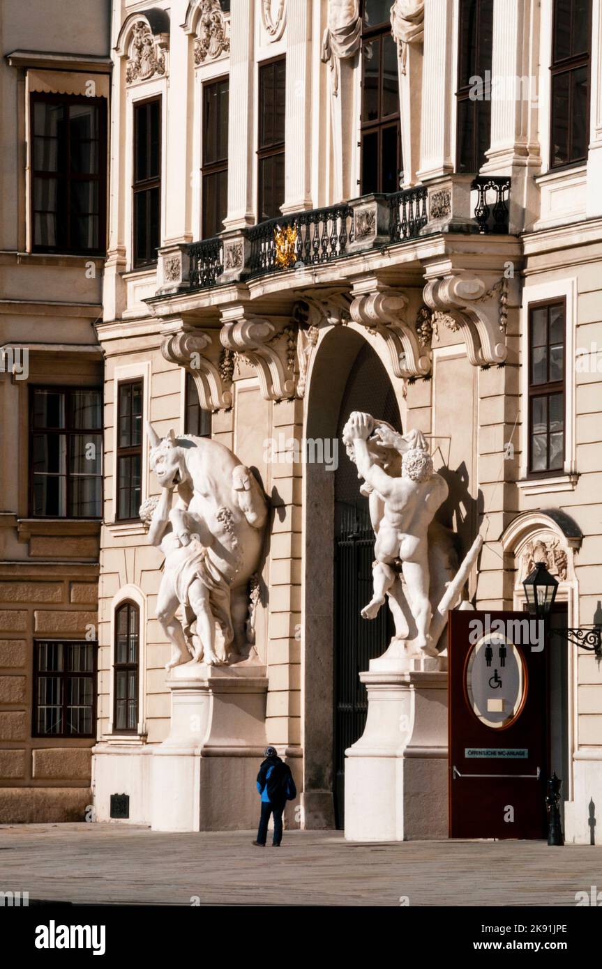 Statues of Heracles and Hercules fighting the Cretan Bull at the ...