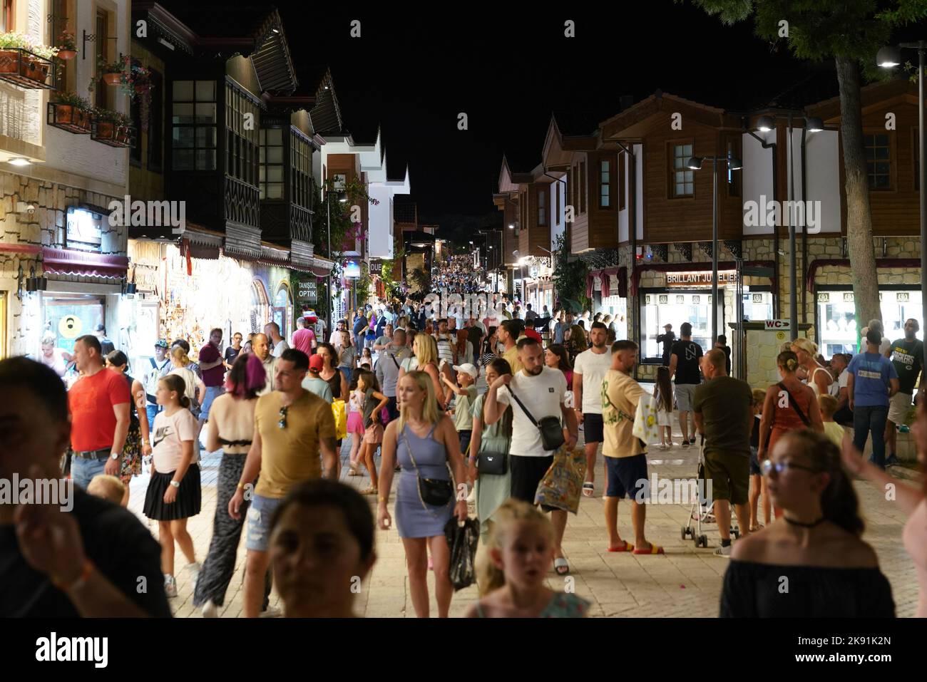 ANTALYA, TURKIYE - JULY 21, 2022: People visit Side Town and bazaar ...
