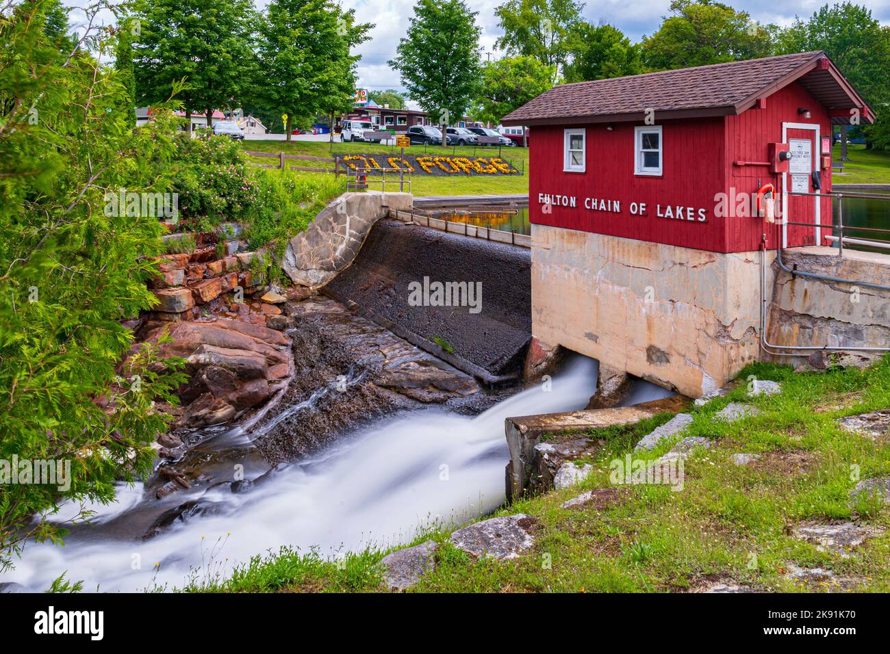 A beautiful shot of the Old Forge dam and spillway in the Adirondacks ...